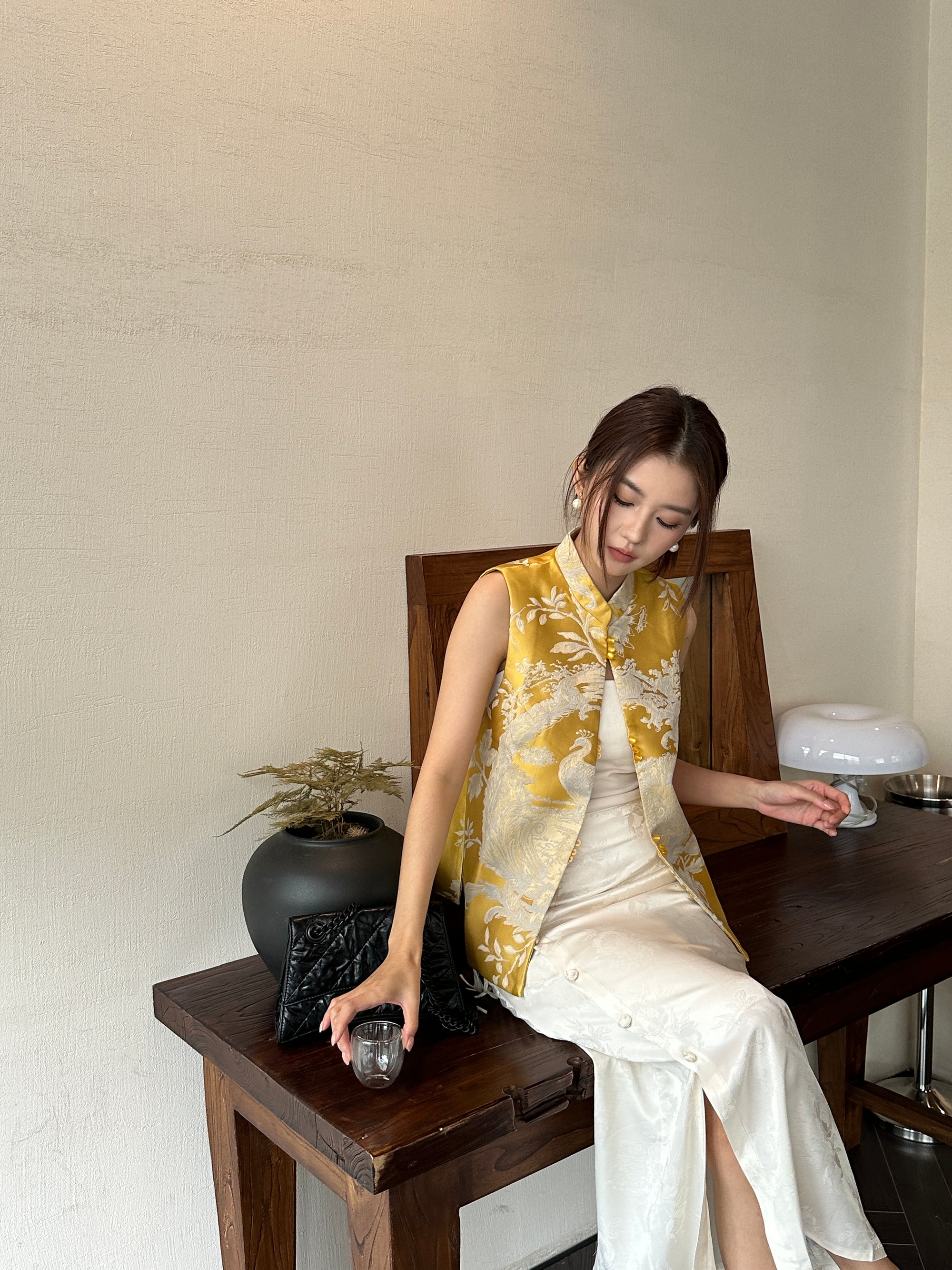 Brocade Sleeveless Cheongsam Vest Top