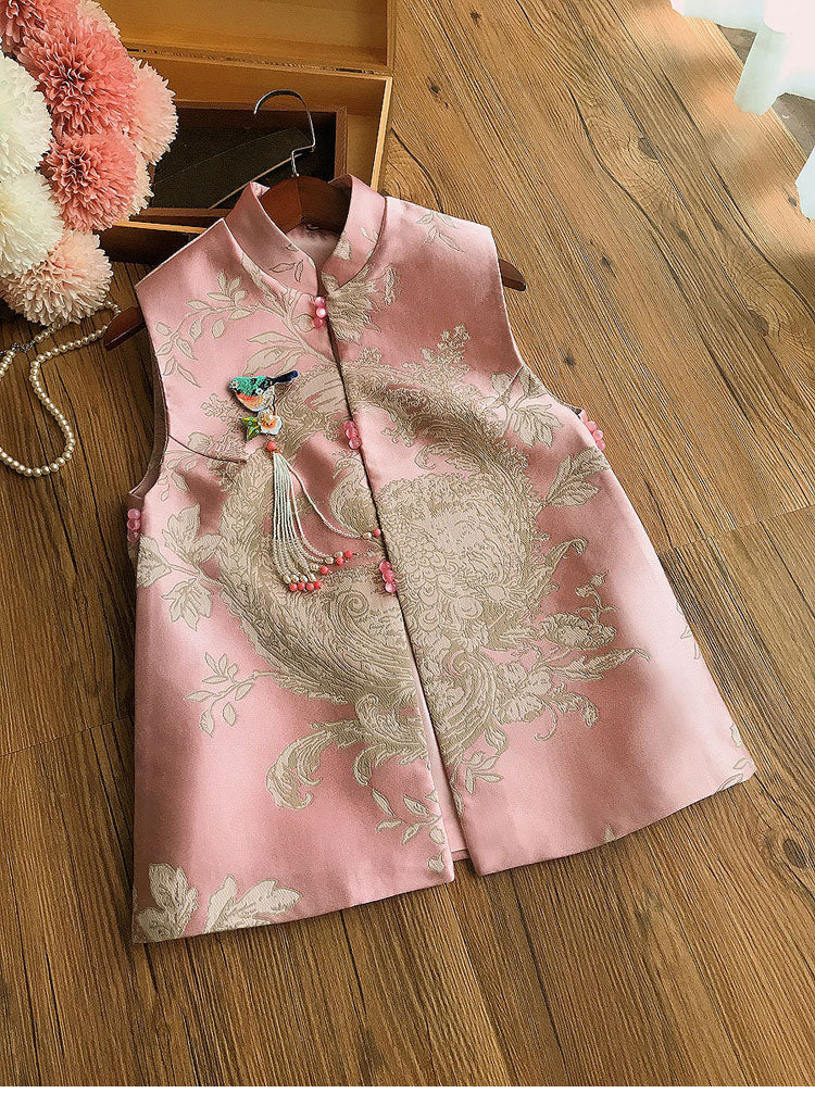 Brocade Sleeveless Cheongsam Vest Top