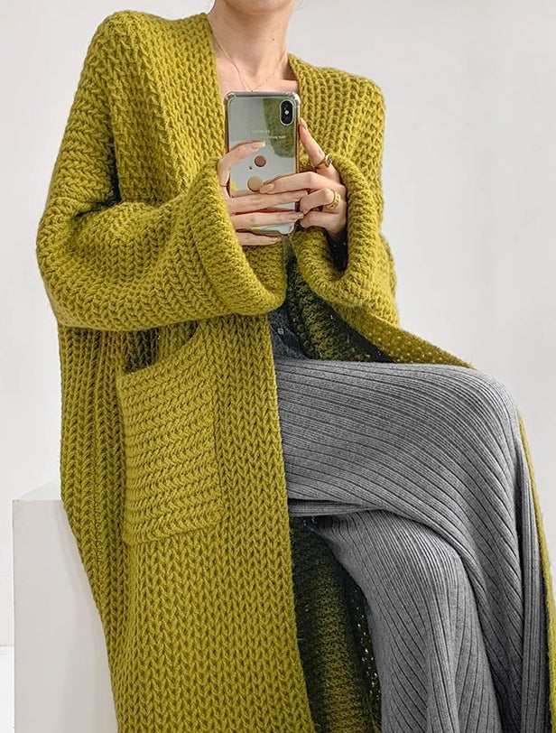 Long knitted overcoat cardigan – LUXMERRIER